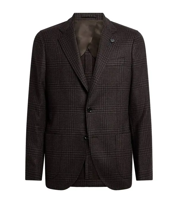 LARDINI Virgin Wool-cashmere Check Blazer