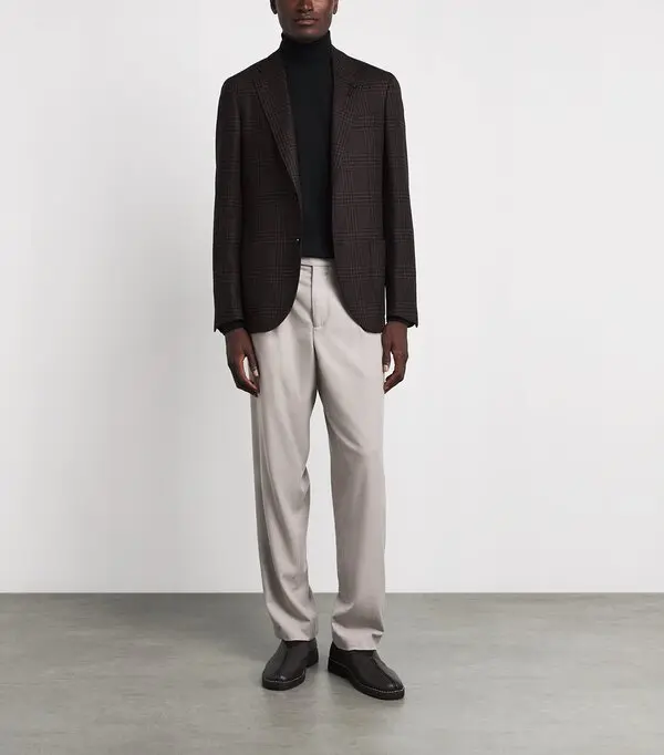 LARDINI Virgin Wool-cashmere Check Blazer