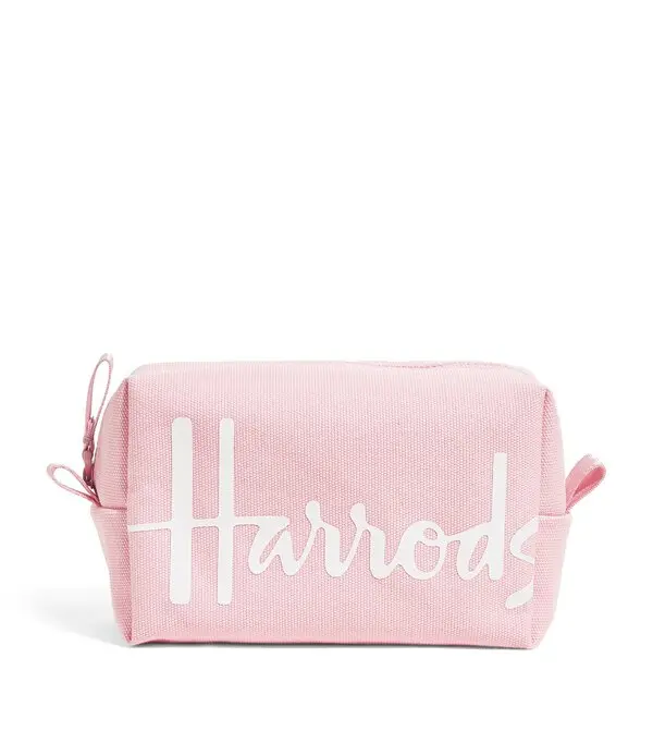 Harrods Cotton Logo Cosmetics Bag - Pink