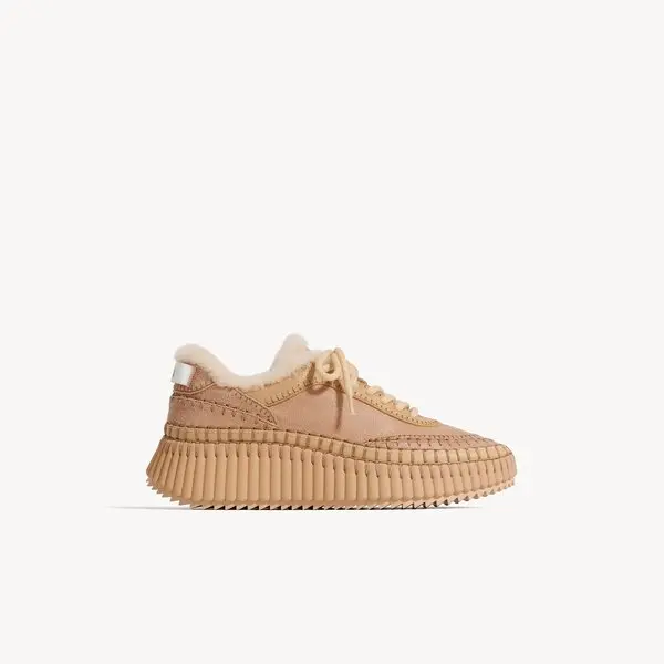 Chloé Sally" Fur-lined Sneakers - Authentic Brown