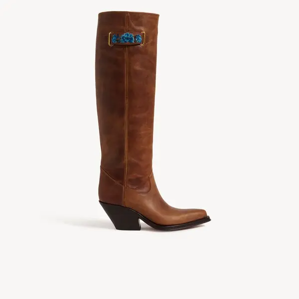 Chloé Knee-high Western Boots - Amber Brown