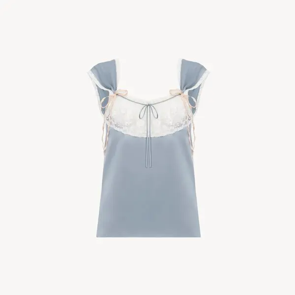 Chloé Lace Trimmed Camisole - Ash Blue