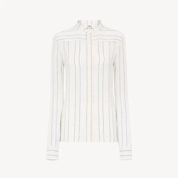 Chloé Fitted Jacquard Blouse - Azure White