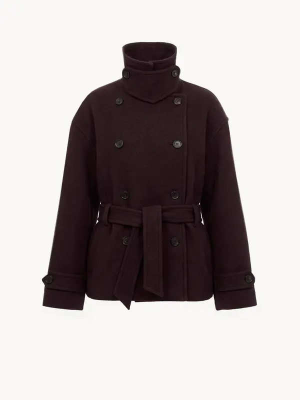 Chloé Double Breasted Belted Jacket - Deep Purple