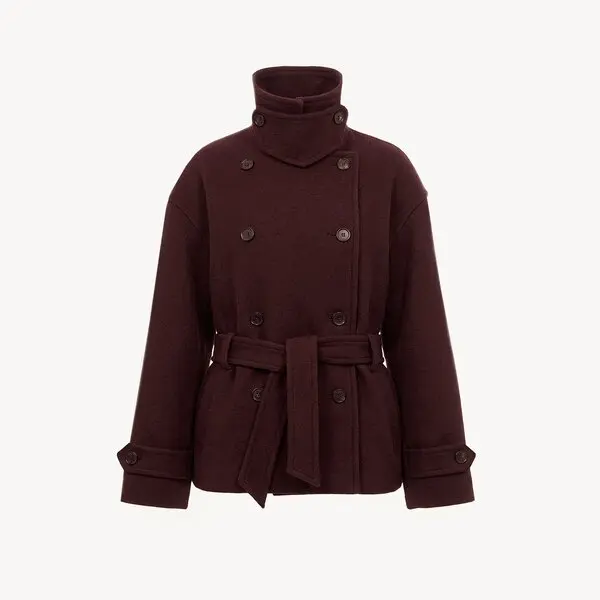 Chloé Double Breasted Belted Jacket - Deep Purple