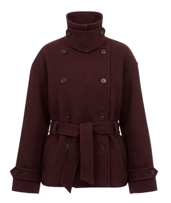 Chloé Double-breasted Belted Wool Coat - Deep Purple