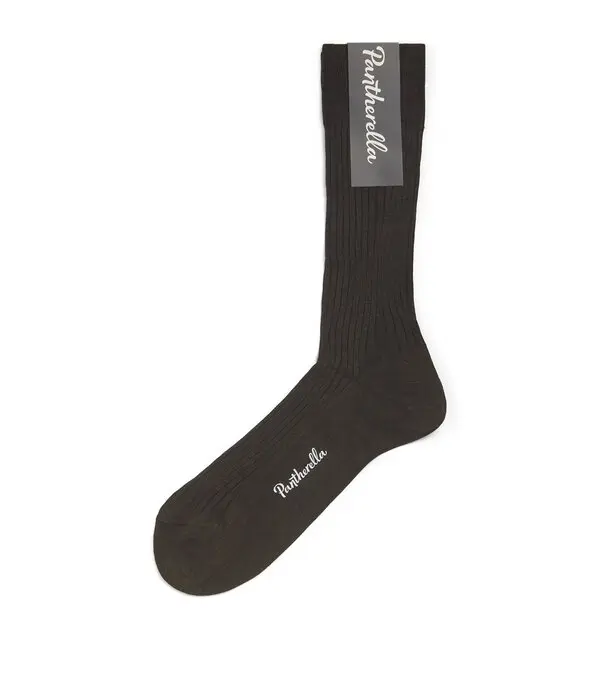 Pantherella Ribbed Danvers Socks - Brown