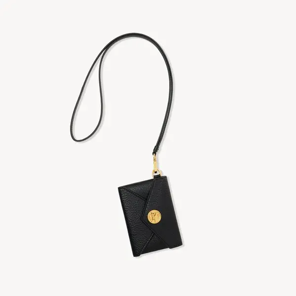 Chloé Grained Leather Envelope Badge Holder With Horse Medal - Black