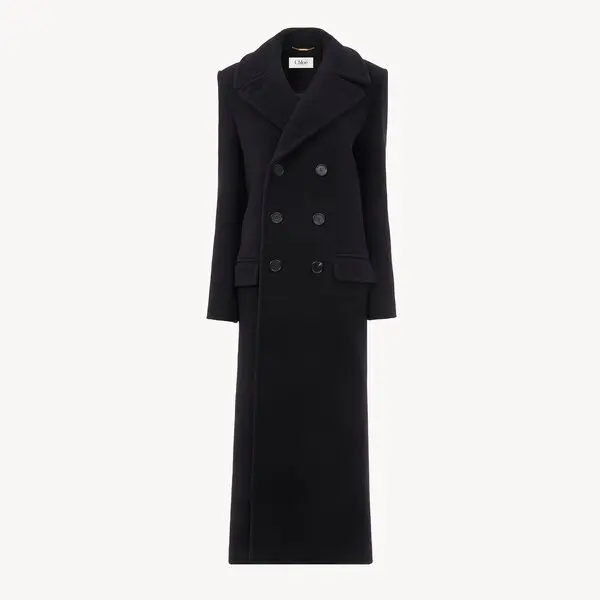 Chloé Double-breasted Long Coat - Black