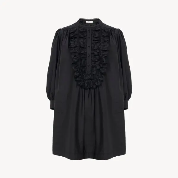Chloé Ruffled Button-up Dress - Black