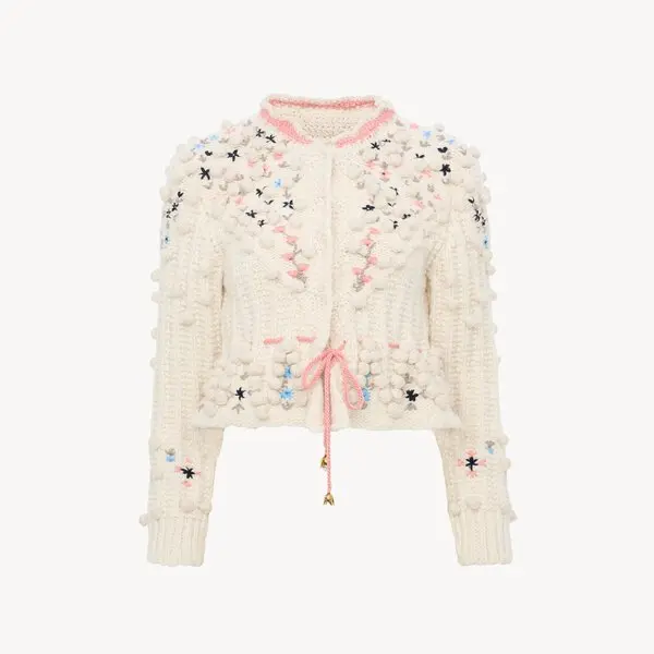 Chloé Embellished Knit Cardigan - Iconic Milk
