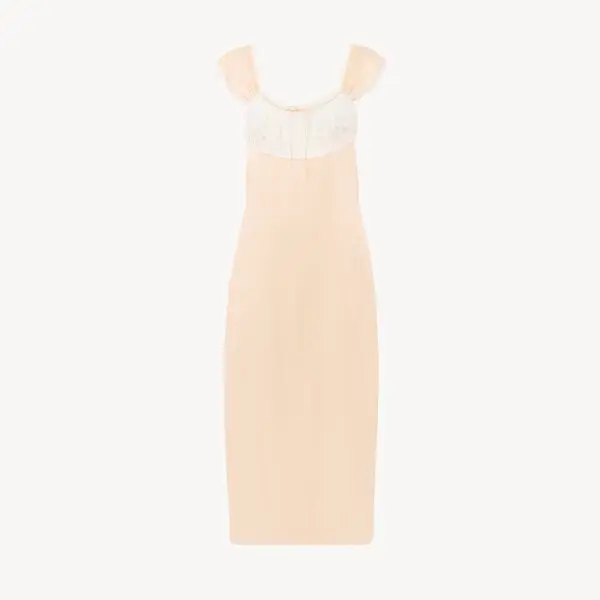 Chloé Lace Trimmed Off-the-shoulder Dress - Clay Pink