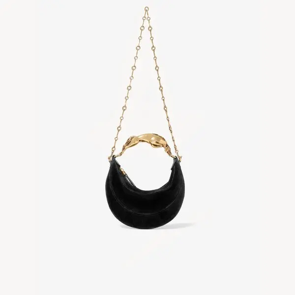 Chloé Suede Crescent Shoulder Bag With Gold Tone Hardware - Black