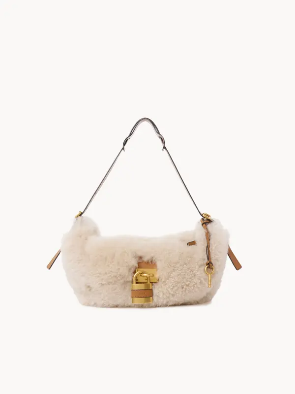 Chloé Shearling Shoulder Bag With Turn Lock