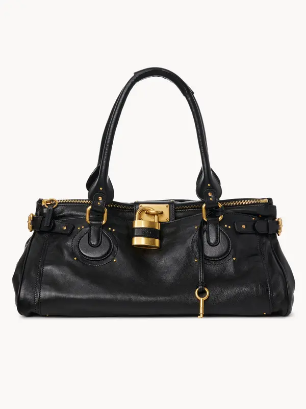 Chloé Leather Satchel With Lock Detail - Black