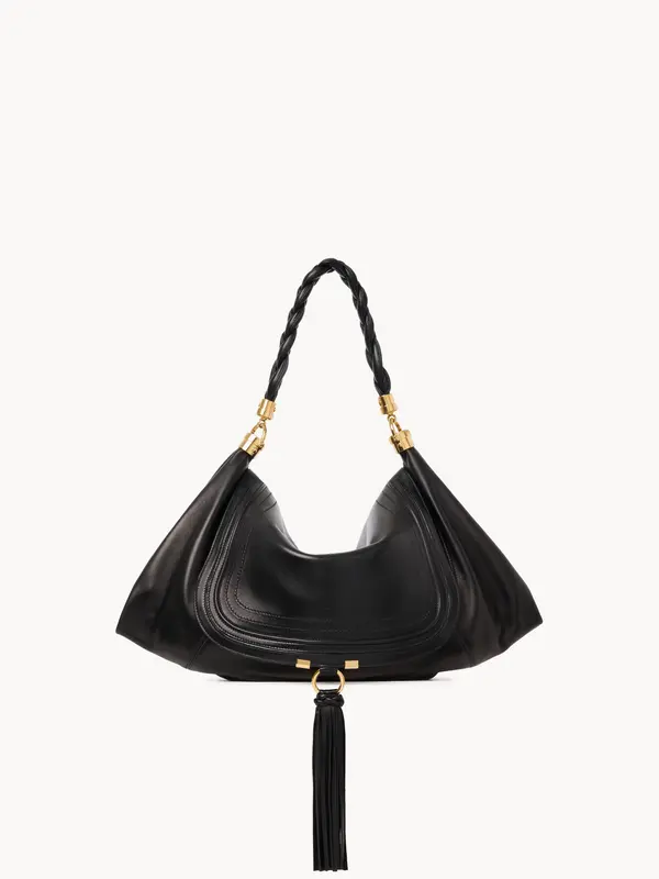 Chloé Leather Shoulder Bag With Braided Handle And Tassel Detail - Black