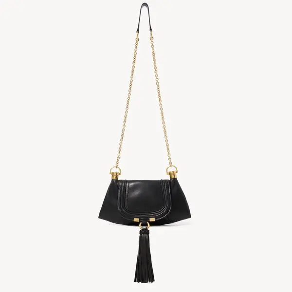 Chloé Leather Shoulder Bag With Gold Tone Hardware - Black