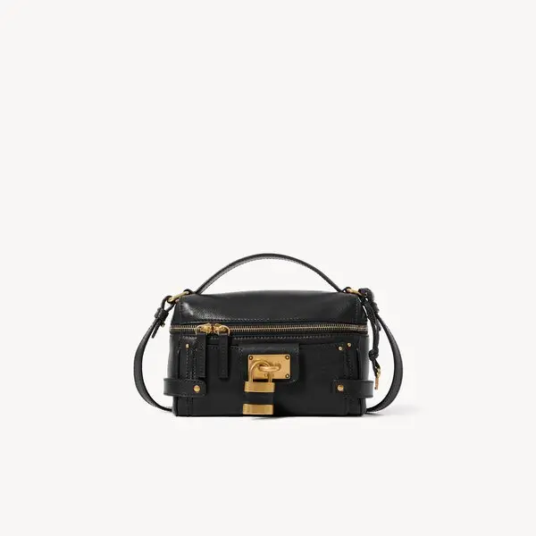 Chloé Leather Vanity Case With Gold Tone Lock - Black