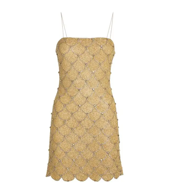 Alice + Olivia Embellished Nina Mini Dress - Gold