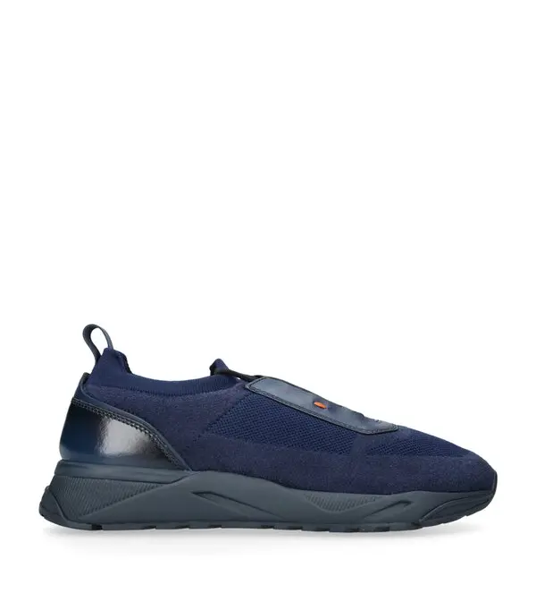 Santoni Technical-knit Runner Sneakers - Navy