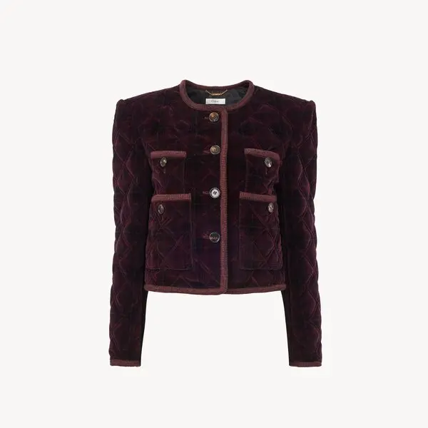 Chloé Quilted Velvet Jacket - Deep Purple