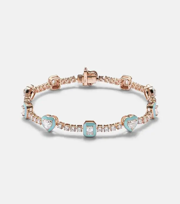 KAMYEN 18kt Rose Gold Diamond And Enamel Bracelet - Pink