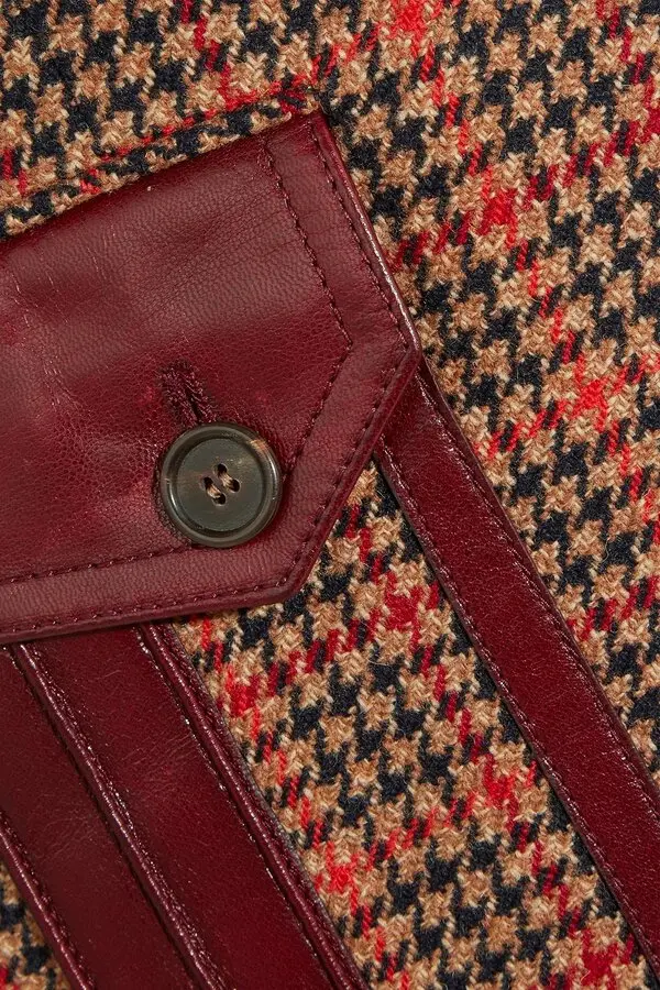 Prada Leathertrimmed Checked Woolblend Tweed Blazer