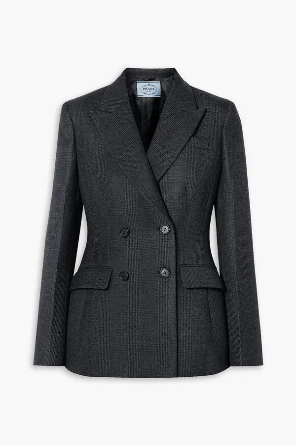 Prada Doublebreasted Checked Woolblend Blazer