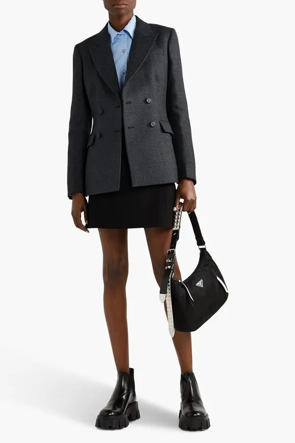 Prada Doublebreasted Checked Woolblend Blazer