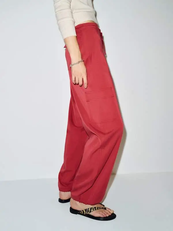 REFORMATION Sawyer Cargo Pant - Red