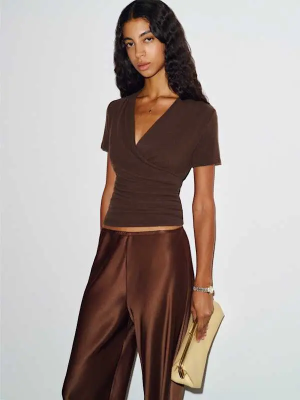 REFORMATION Larah Knit Top - Brown