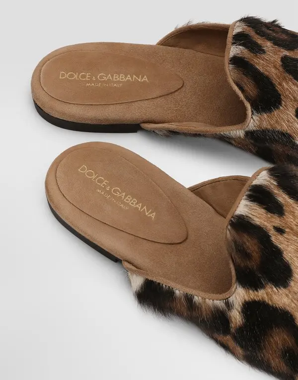 Dolce & Gabbana Leo Kid Leather And Suede Mules