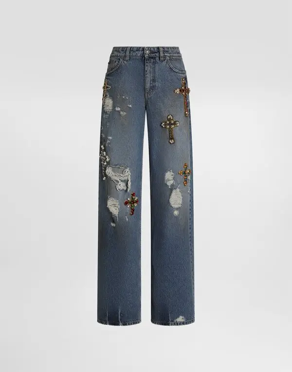 Dolce & Gabbana Embellished Denim Trousers