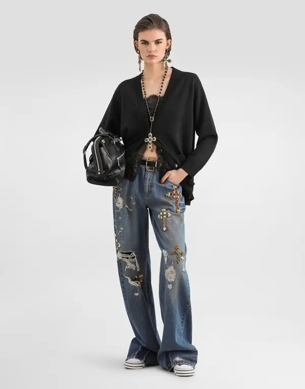Dolce & Gabbana Embellished Denim Trousers