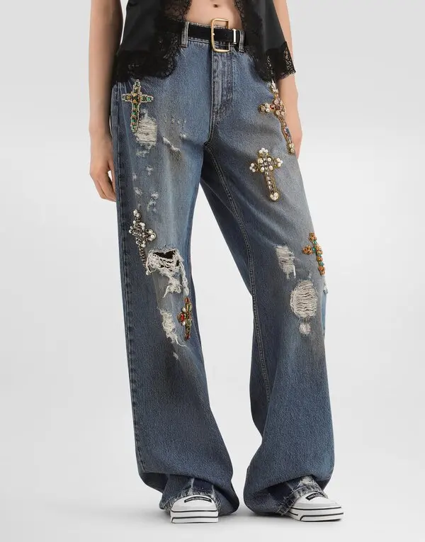 Dolce & Gabbana Embellished Denim Trousers