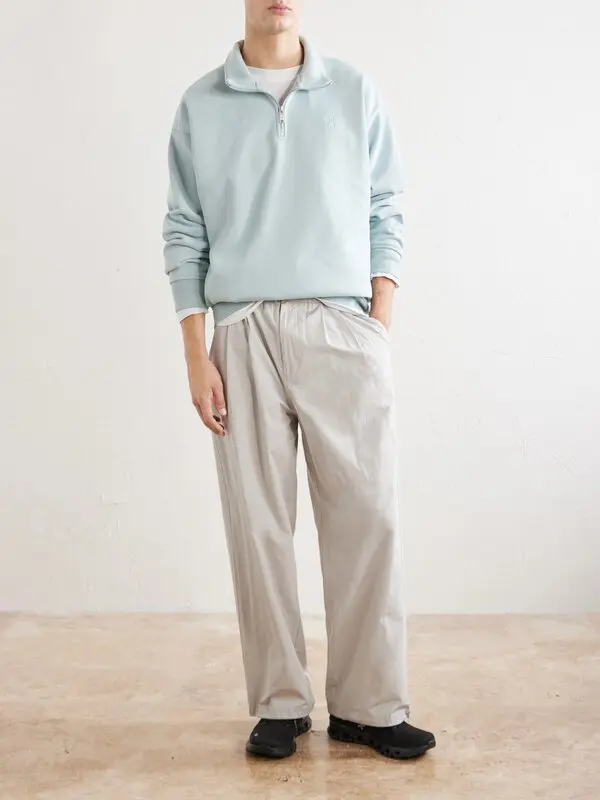 On Logo-embroidered Organic Cotton-blend Half-zip Sweatshirt - Green