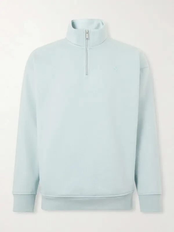 On Logo-embroidered Organic Cotton-blend Half-zip Sweatshirt - Mint