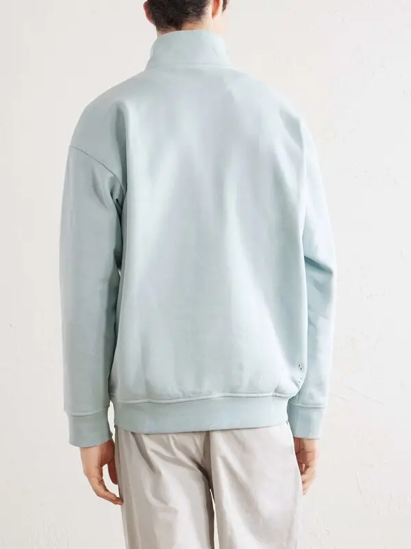 On Logo-embroidered Organic Cotton-blend Half-zip Sweatshirt