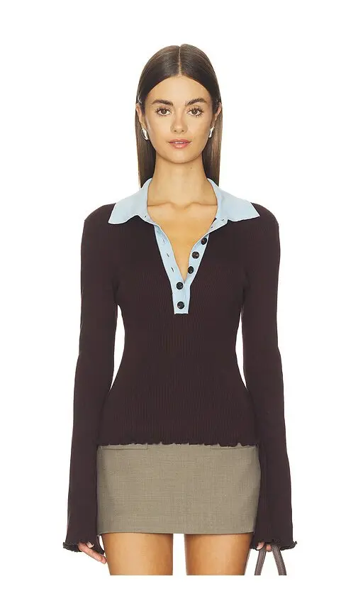 Joe's Jeans The Riley Polo Sweater In Brown - Espresso