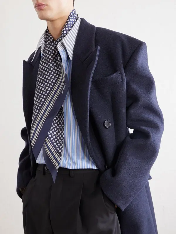 Saint Laurent Printed Silk-twill Scarf - Blue