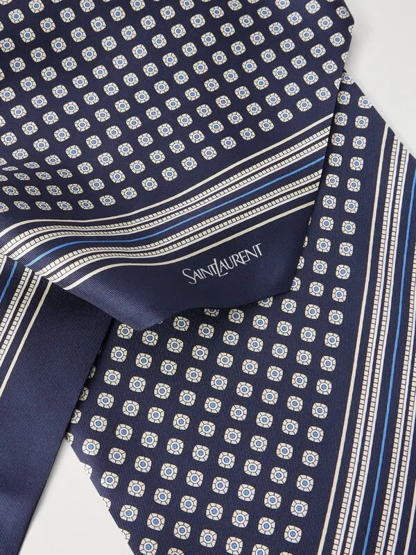 Saint Laurent Printed Silk-twill Scarf - Blue