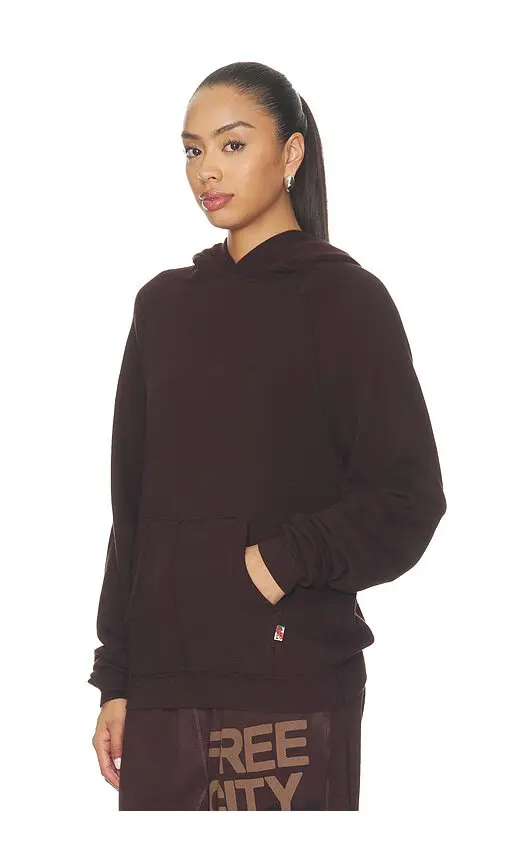 FREECITY Basicgoodness Fluff Hoodie In Brown