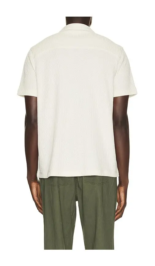 Vince Macro Waffle Cabana Shirt In Cream - Blanco