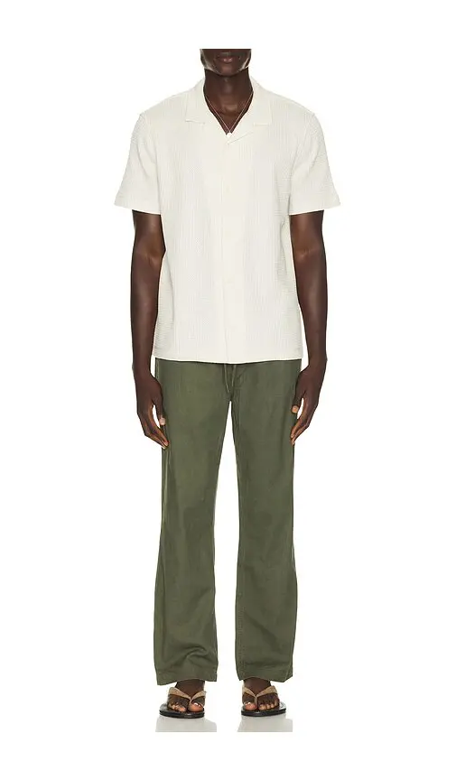 Vince Macro Waffle Cabana Shirt In Cream - Blanco