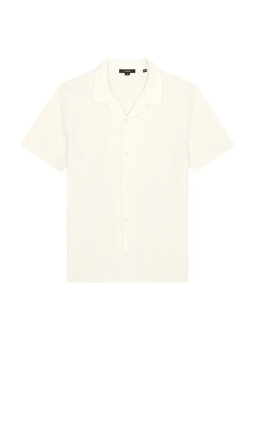 Vince Macro Waffle Cabana Shirt In Cream - Blanco