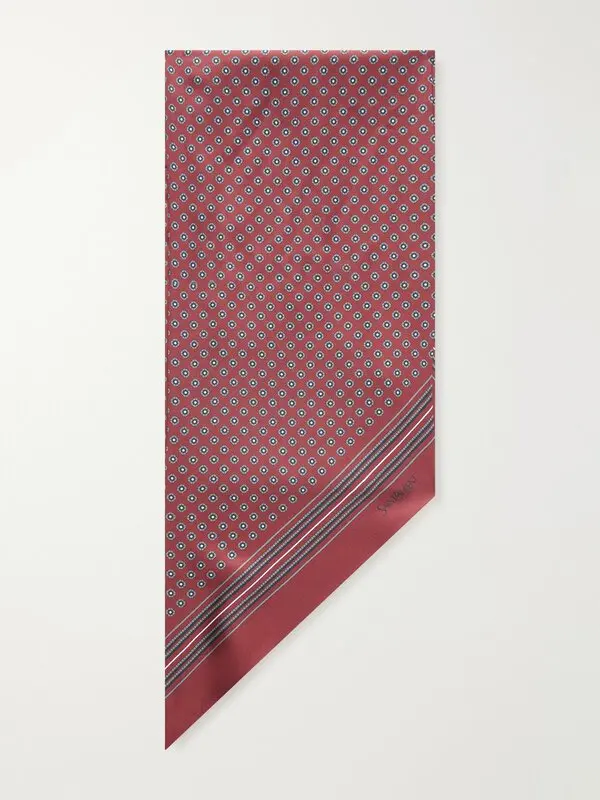 Saint Laurent Printed Silk-twill Scarf - Red