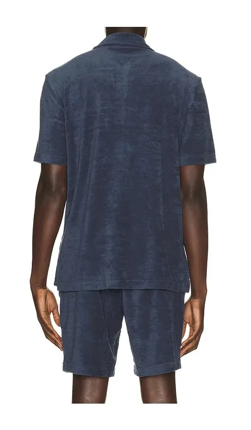 Faherty Brand Cabana Towel Terry Surf Stripe Polo In Blue