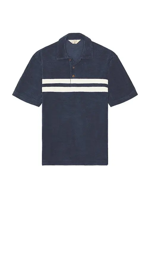 Faherty Brand Cabana Towel Terry Surf Stripe Polo In Blue