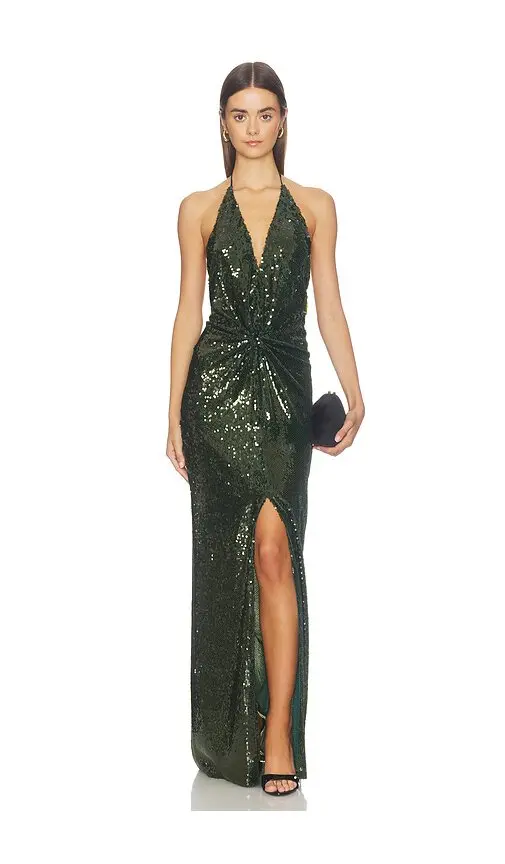 Silvia Tcherassi Halterneck Maxi Dress - Green