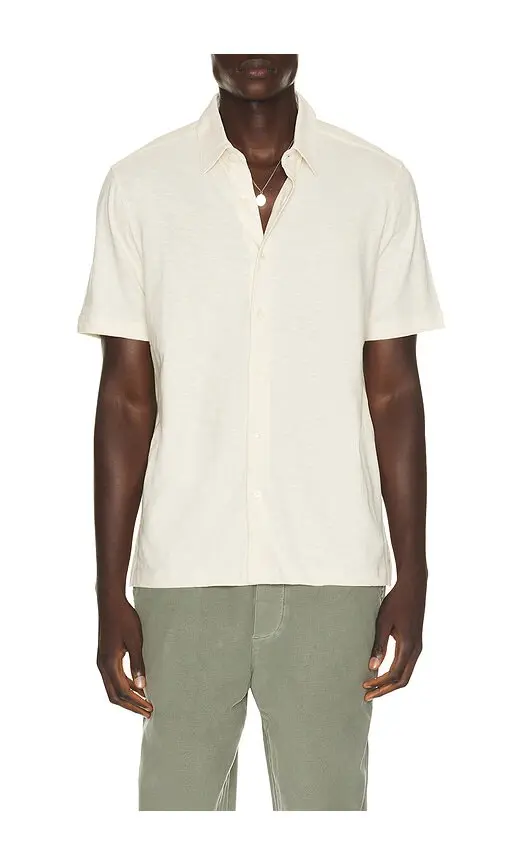 Theory Noran Short Sleeve Shirt In Cream - Seashell